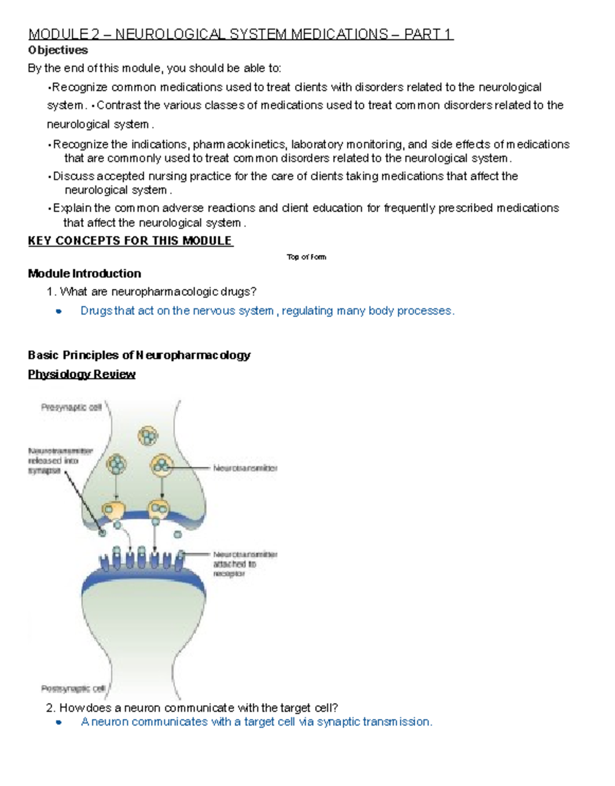 Module 02: Neurological Meds Overview - Key Concepts & Nursing Care ...