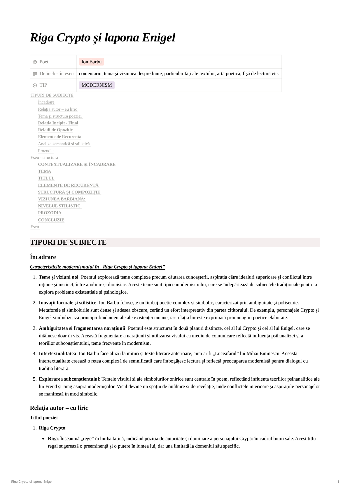 Ion Barbu - Eseu despre 'Riga Crypto și lapona Enigel': Analiză ...