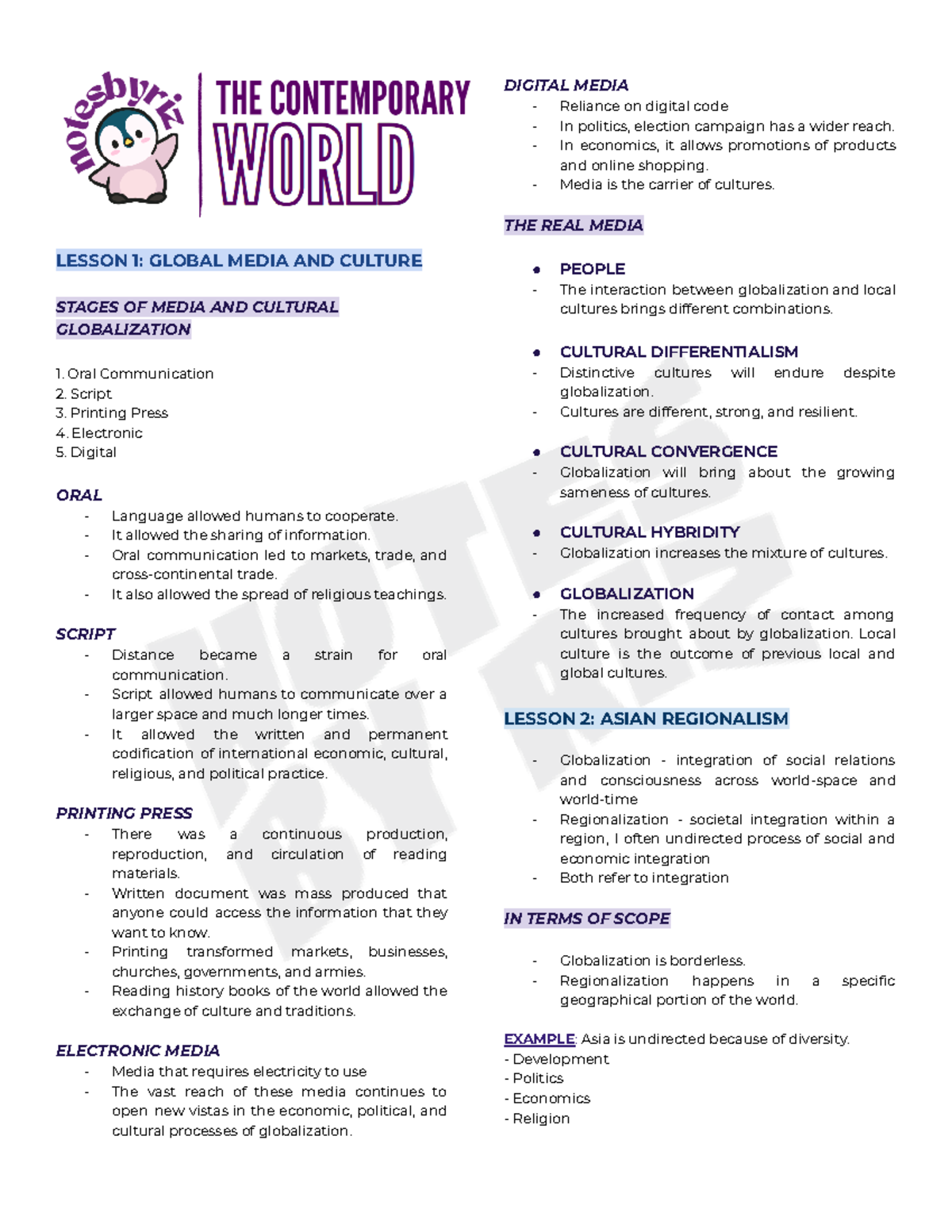 THE Contemporary World - LESSON 1: GLOBAL MEDIA AND CULTURE STAGES OF ...