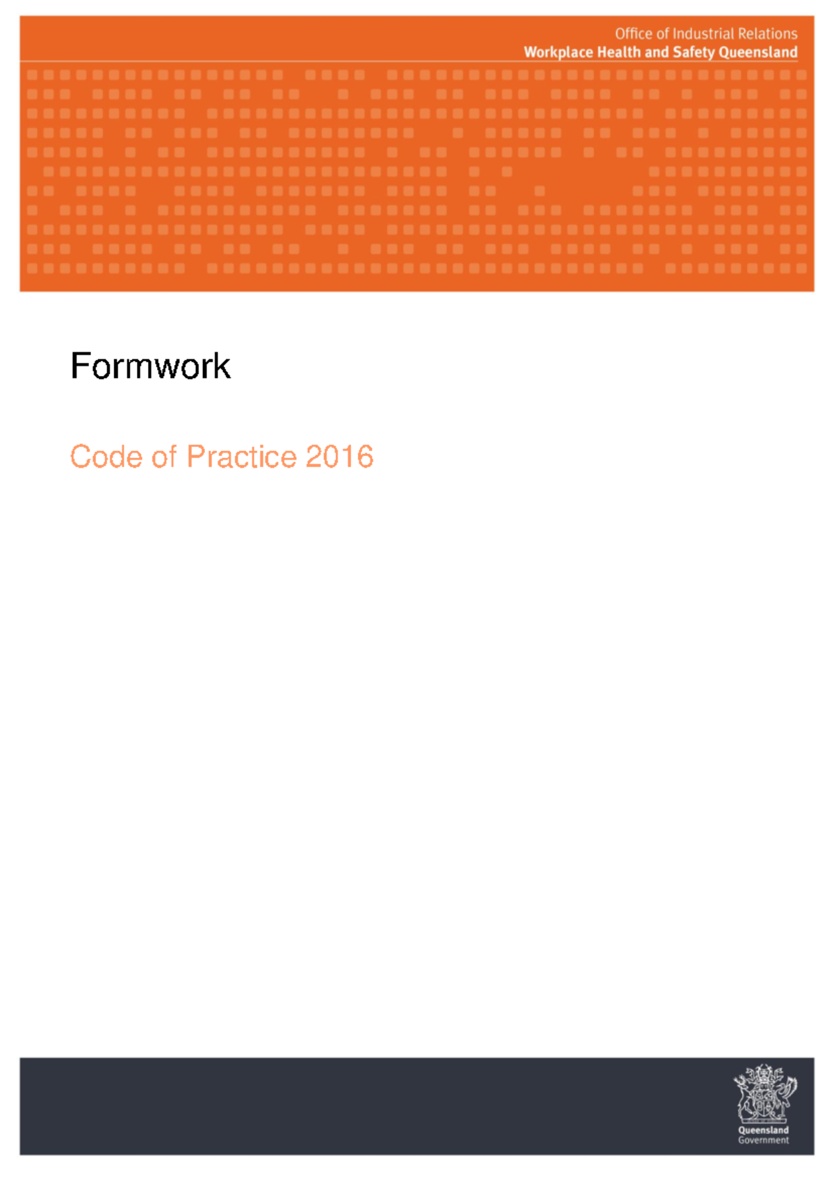 Formwork Code of Practice 2016 - Queensland Health & Safety Guidelines ...