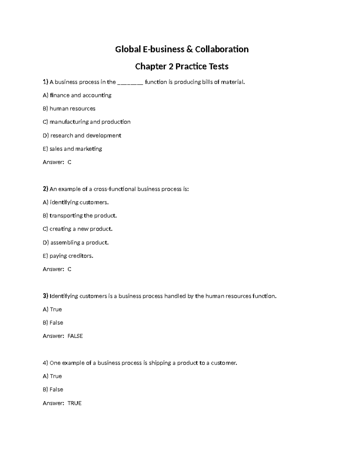 Chapter 2 Practice Tests - Global E-business & Collaboration - Studocu