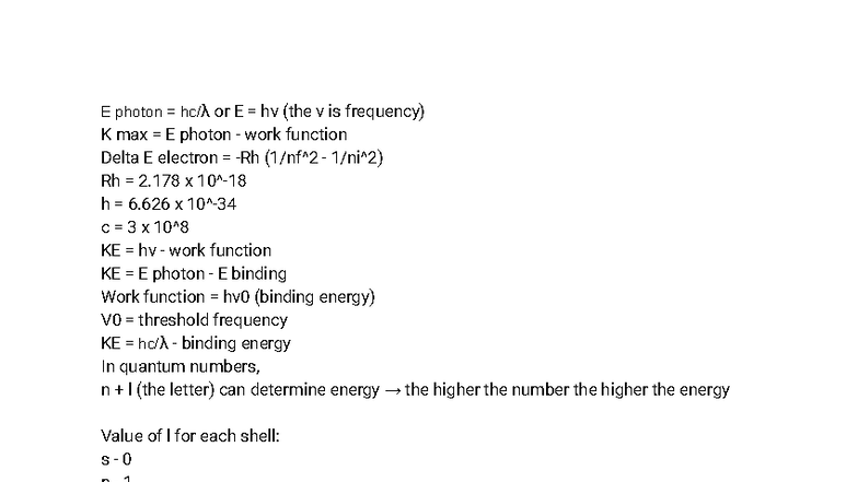Chem 101 Unit 7: Quantum Mechanics & Wave Properties of Light Notes ...