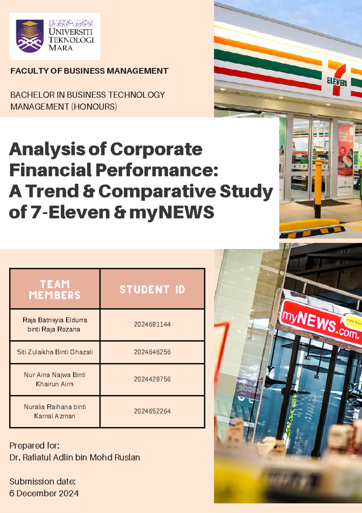 Comparative Study on Financial Performance of 7-Eleven & myNEWS (BM 101 ...