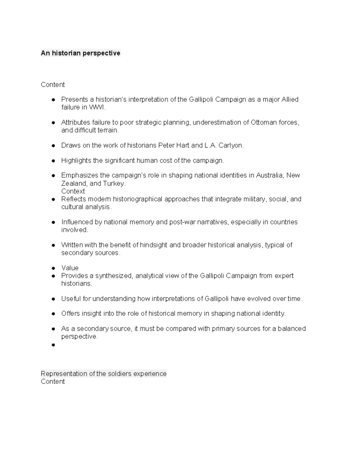 Historiographical Analysis of the Gallipoli Campaign in WWI - Studocu