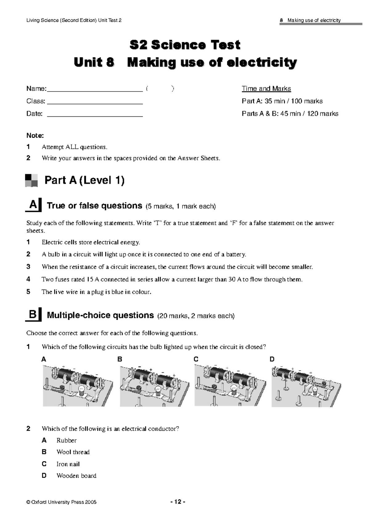 08 Electricity Usage - SSSS Science Test (Unit 88) - Studocu