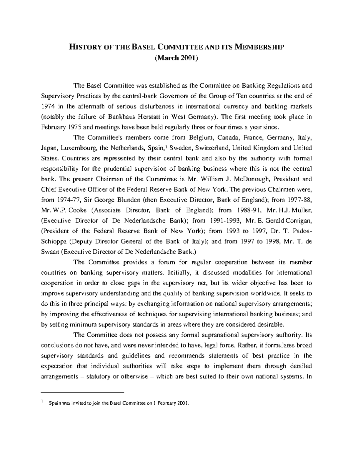 History OF Basel Commitee (IMF) - HISTORY OF THE BASEL COMMITTEE AND ...