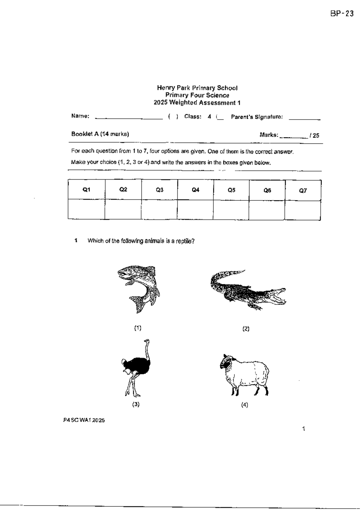 P4 Science 2025 Weighted Assessment 1 - Henry Park Primary School - Studocu