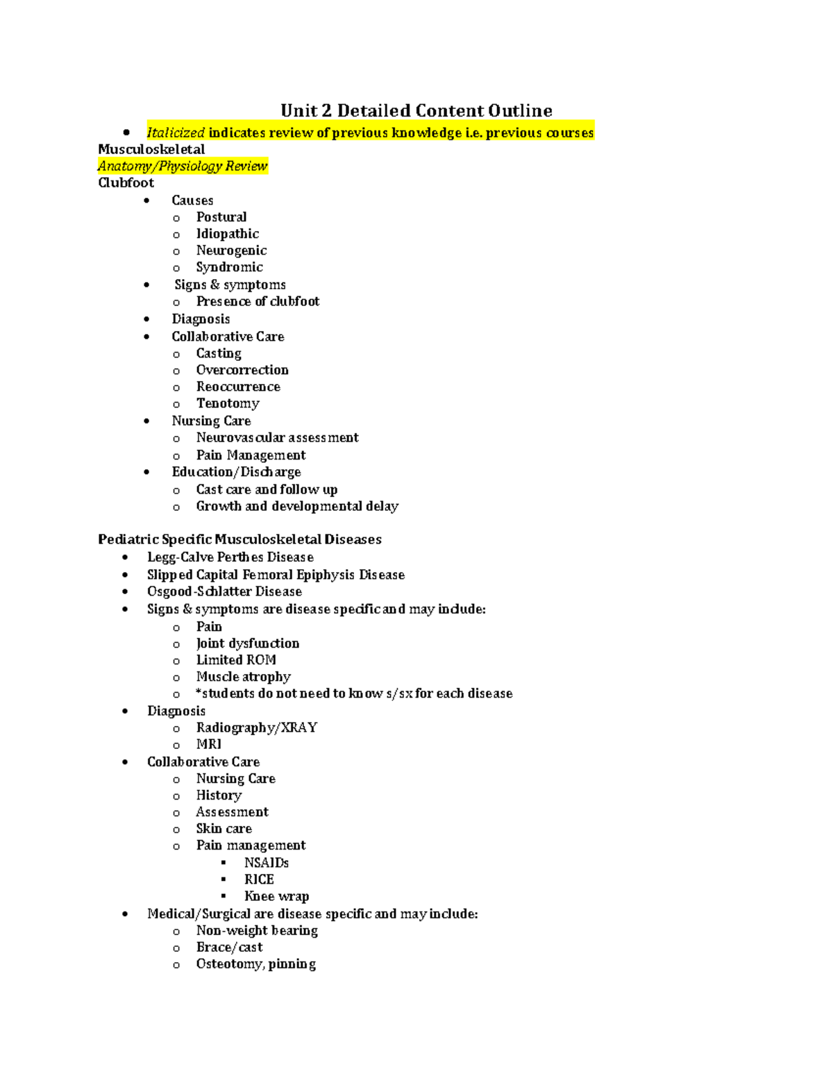 Unit 2 - Unit 2 detailed - Unit 2 Detailed Content Outline • Italicized ...