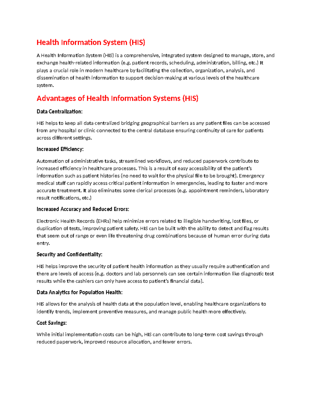 A+ Health Information System - Overview and Key Insights - Studocu