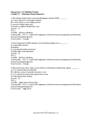 Management Chapter 13 Question Bank - 1 Management, 15e (Robbins ...