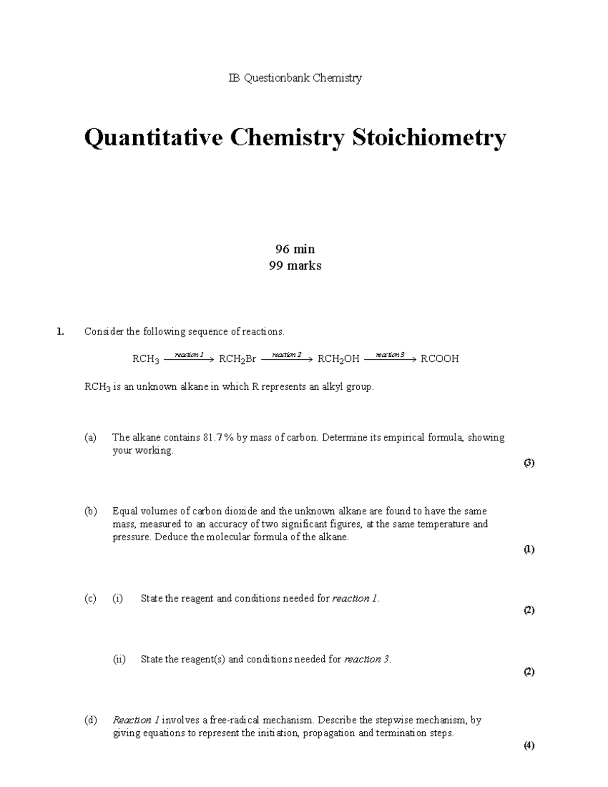 Stoichiometry paper 2 questions - IB Questionbank Chemistry ...