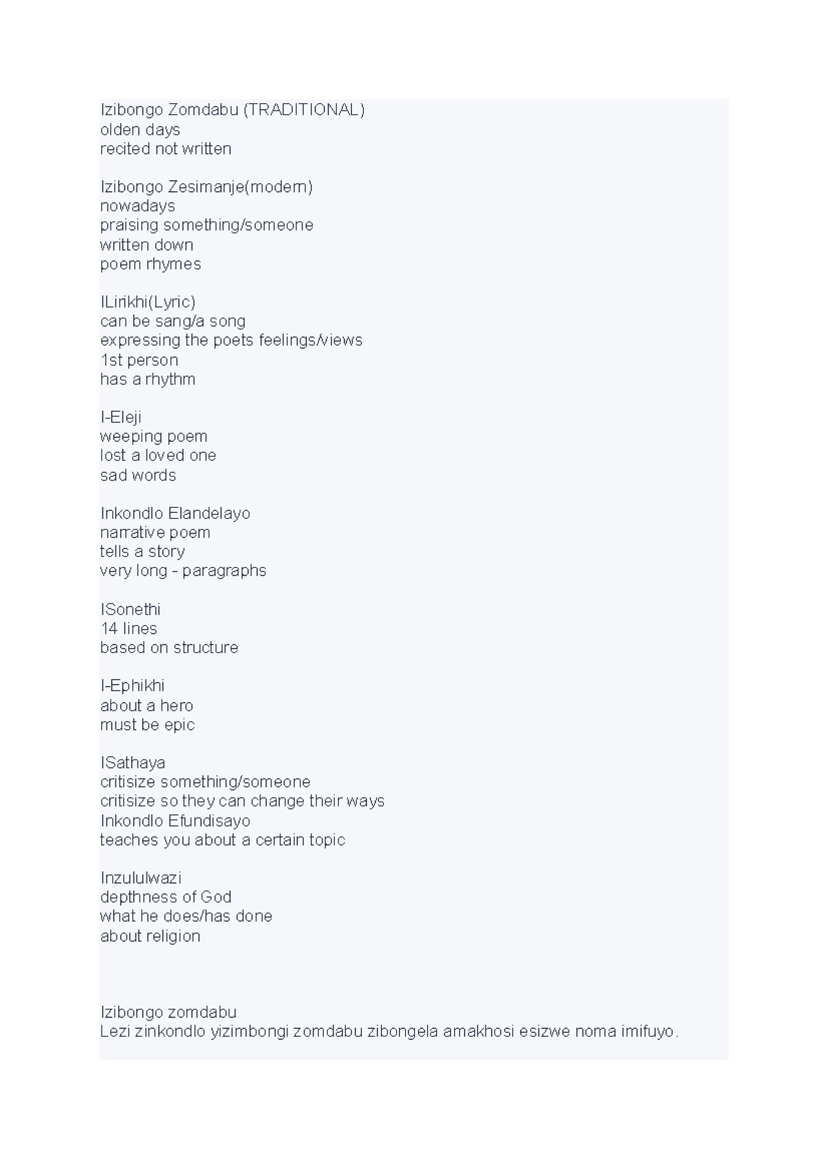 Isizulu Poetry Analysis: Traditional vs Modern Forms (LIT101) - Studocu