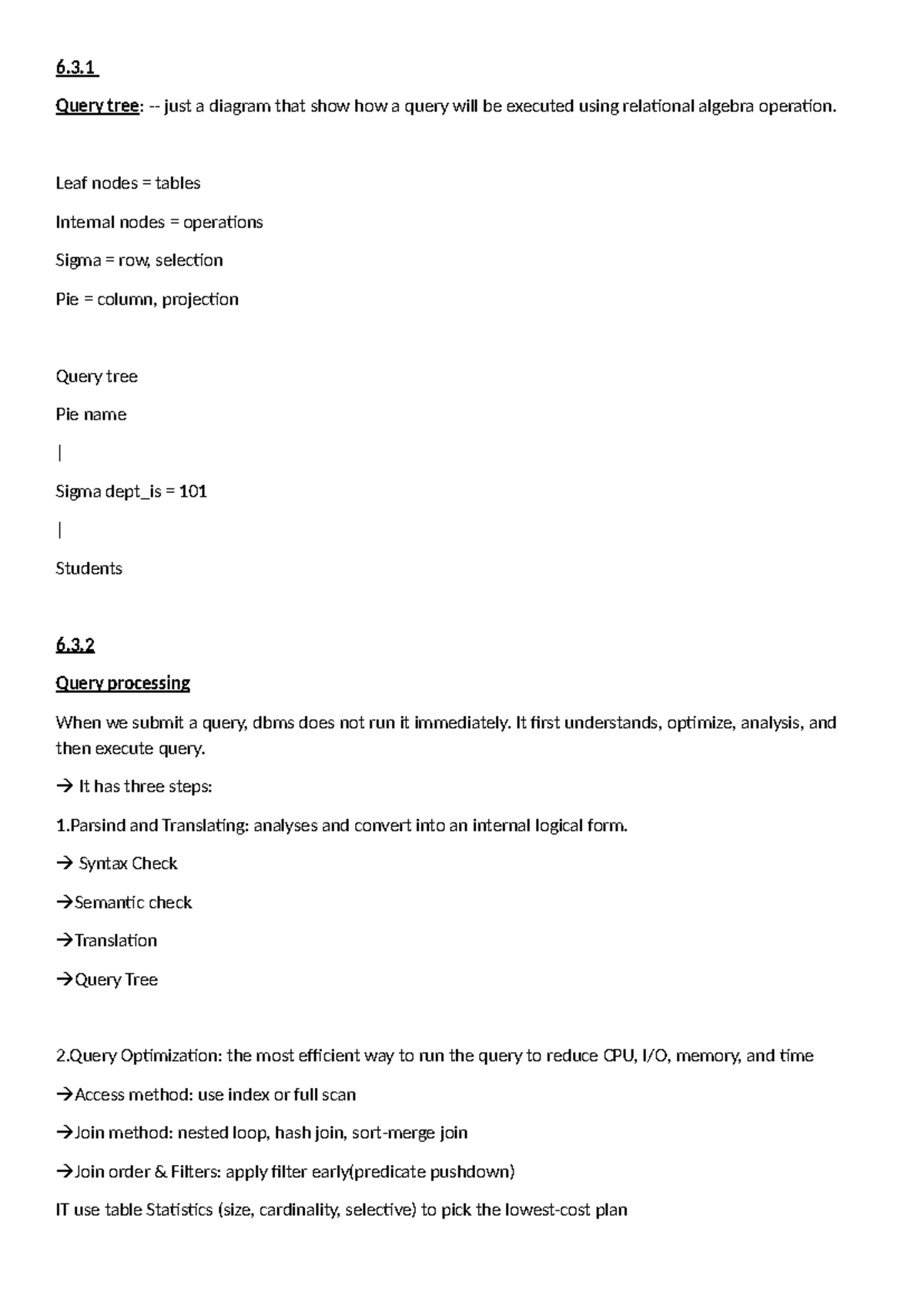 INT108 - Query Tree and Processing: Execution Plans Explained - Studocu
