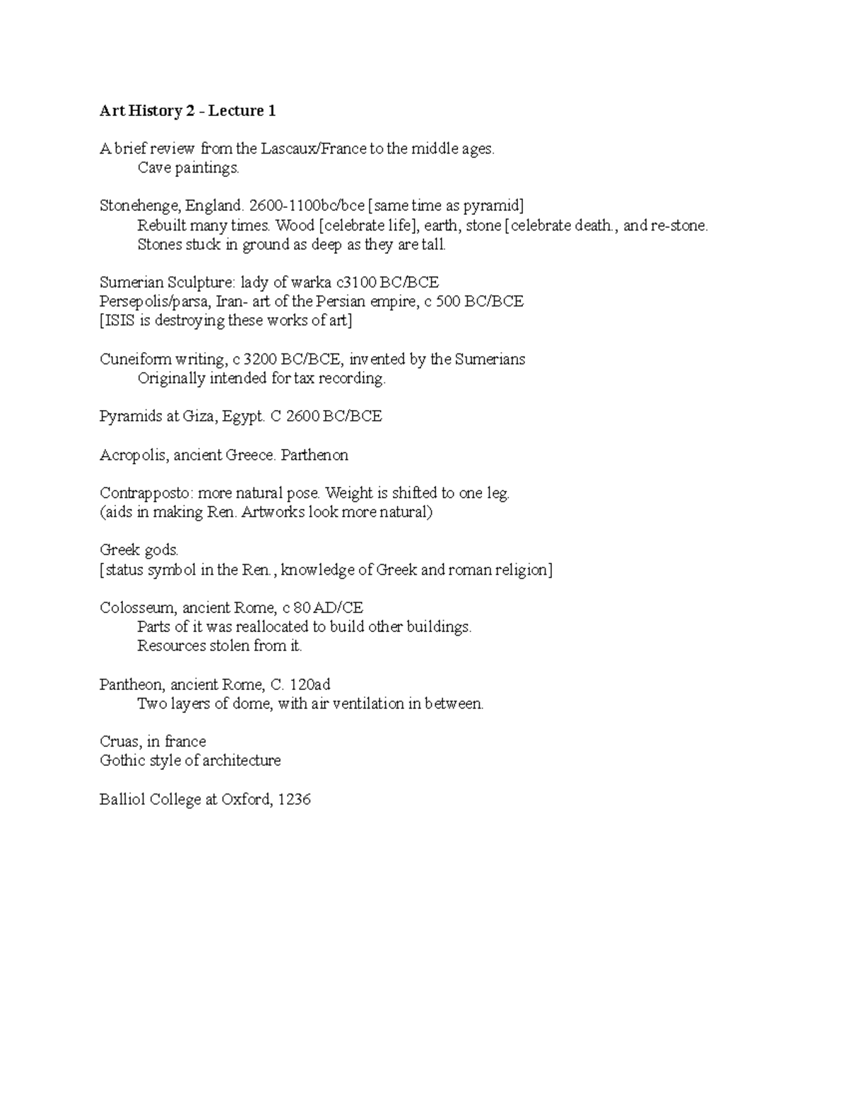 Art History 2 - Lecture 1 - Art History 2 - Lecture 1 A brief review ...