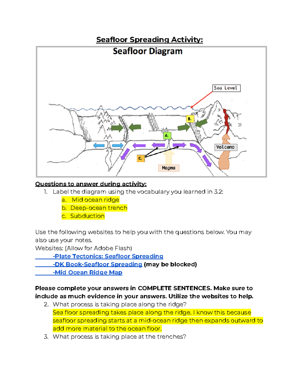 Seafloor Spreading Lab Worksheet Answer Key Pdf Download - Infoupdate.org