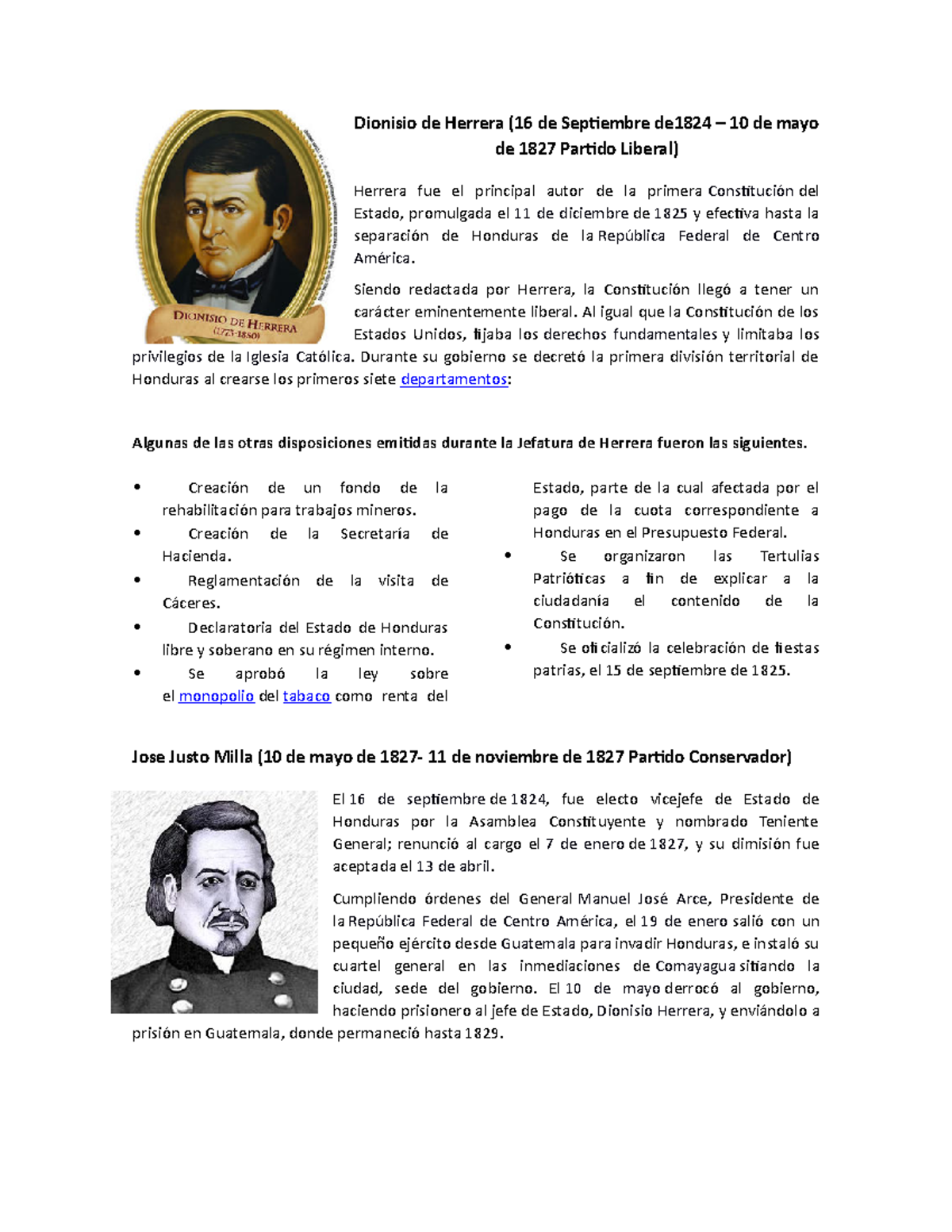 Presidentes de la República de Honduras: Resumen Histórico - Studocu