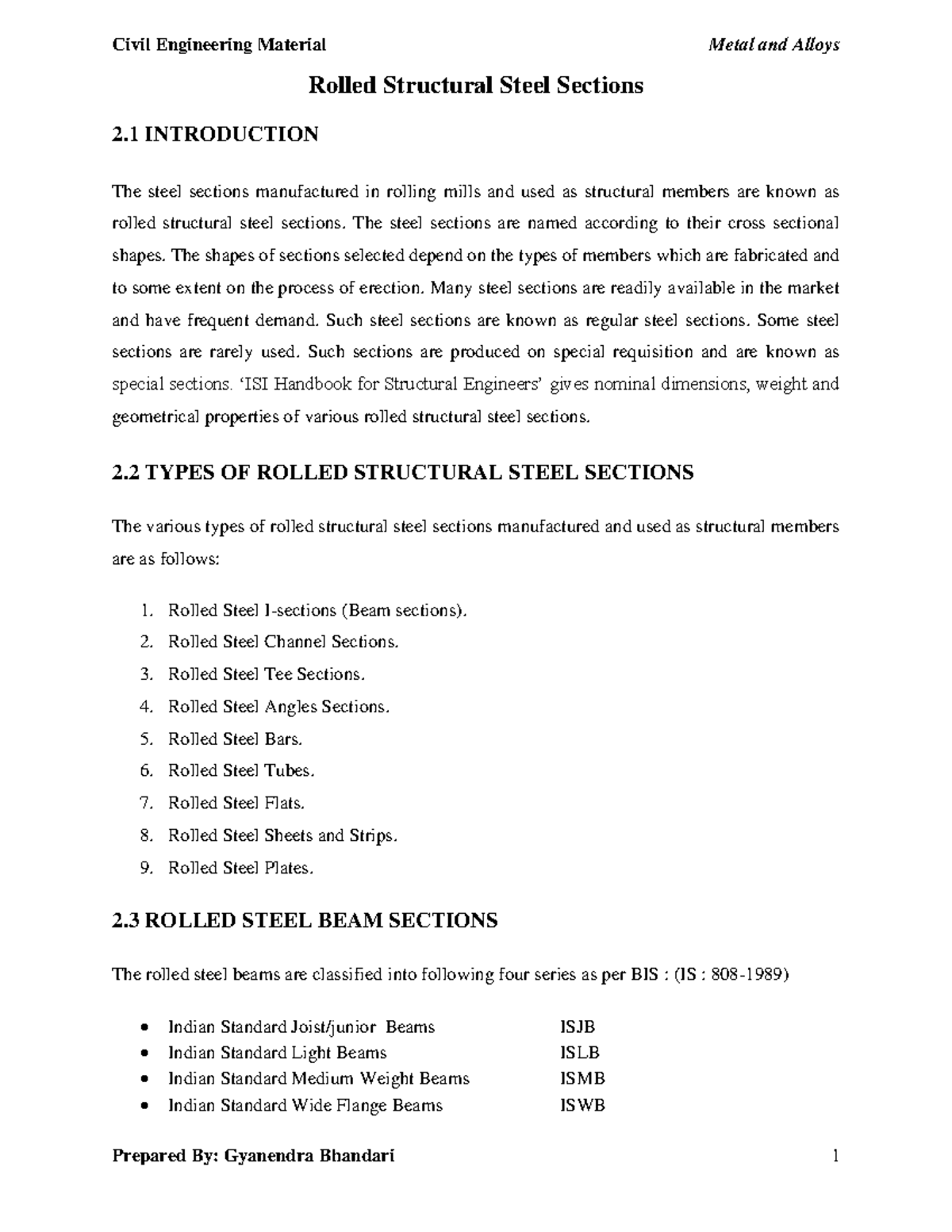 Civil Engineering Material: Overview of Rolled Structural Steel ...