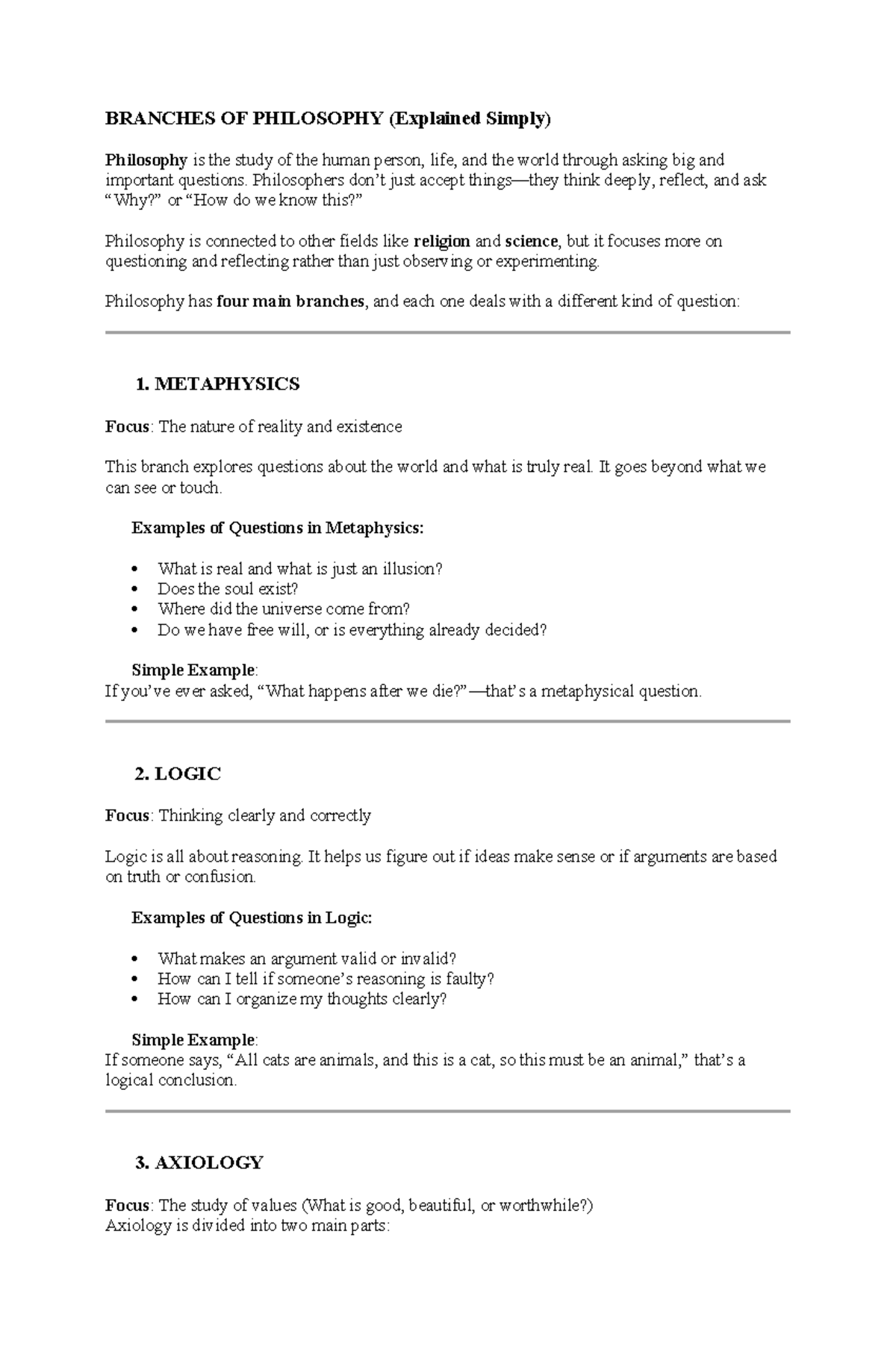 Branches of Philosophy: A Simple Overview - Studocu