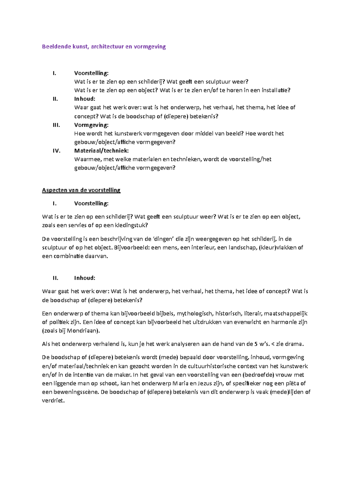 Beeldende Kunst, Architectuur en Vormgeving I: Aspecten en Analyse ...