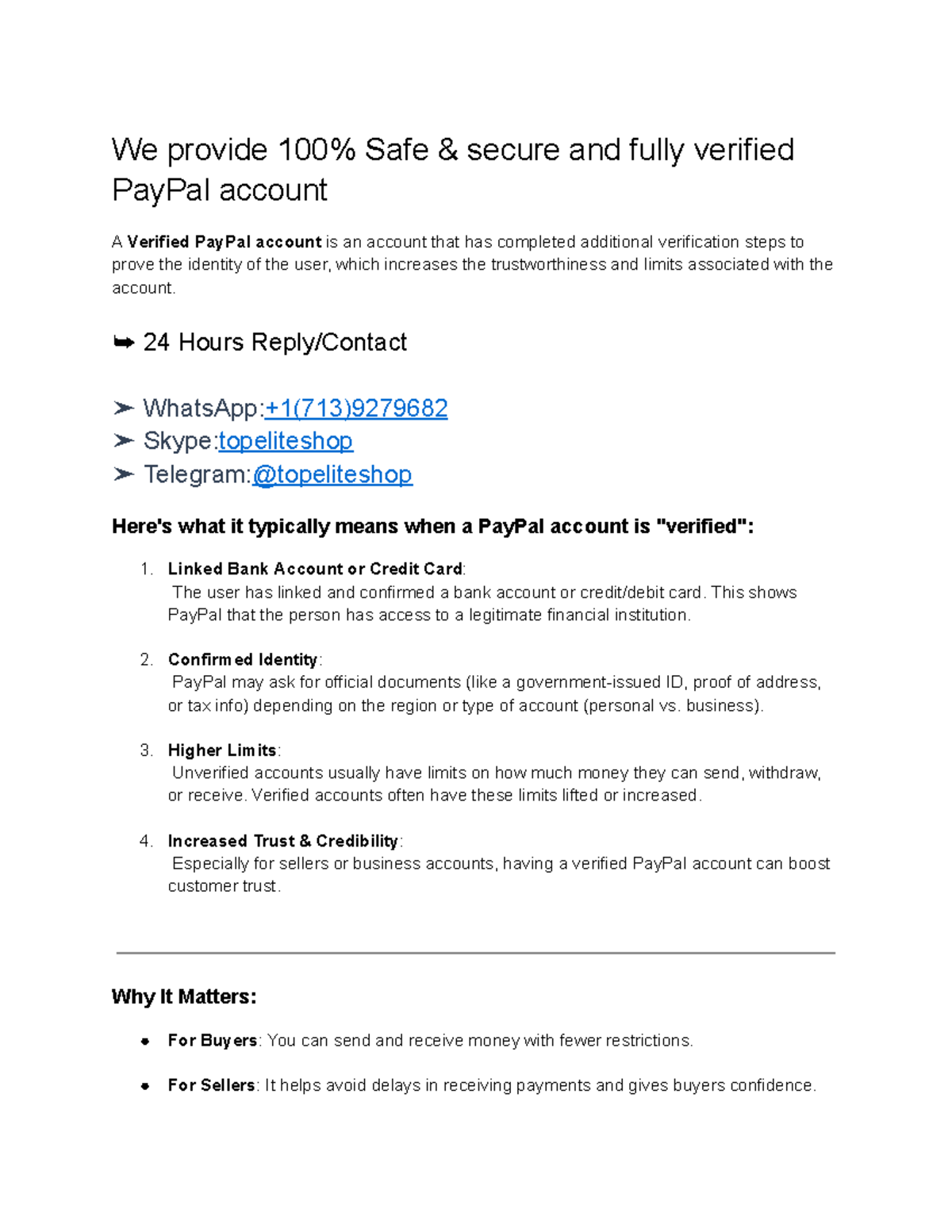 We provide 100% Safe & secure and fully verified Pay Pal account - 24 ...