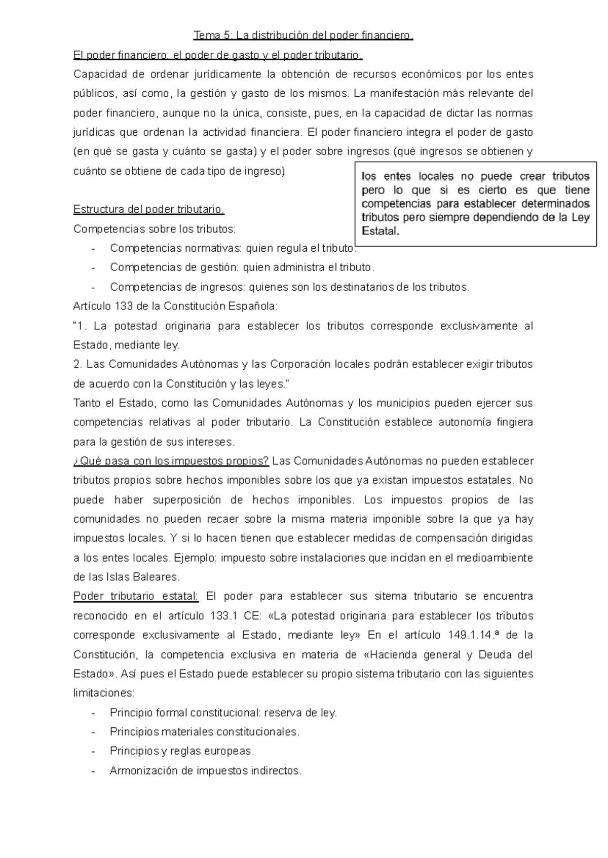 Tema 5 y 7-9: Análisis del Poder Financiero y Tributario en España ...