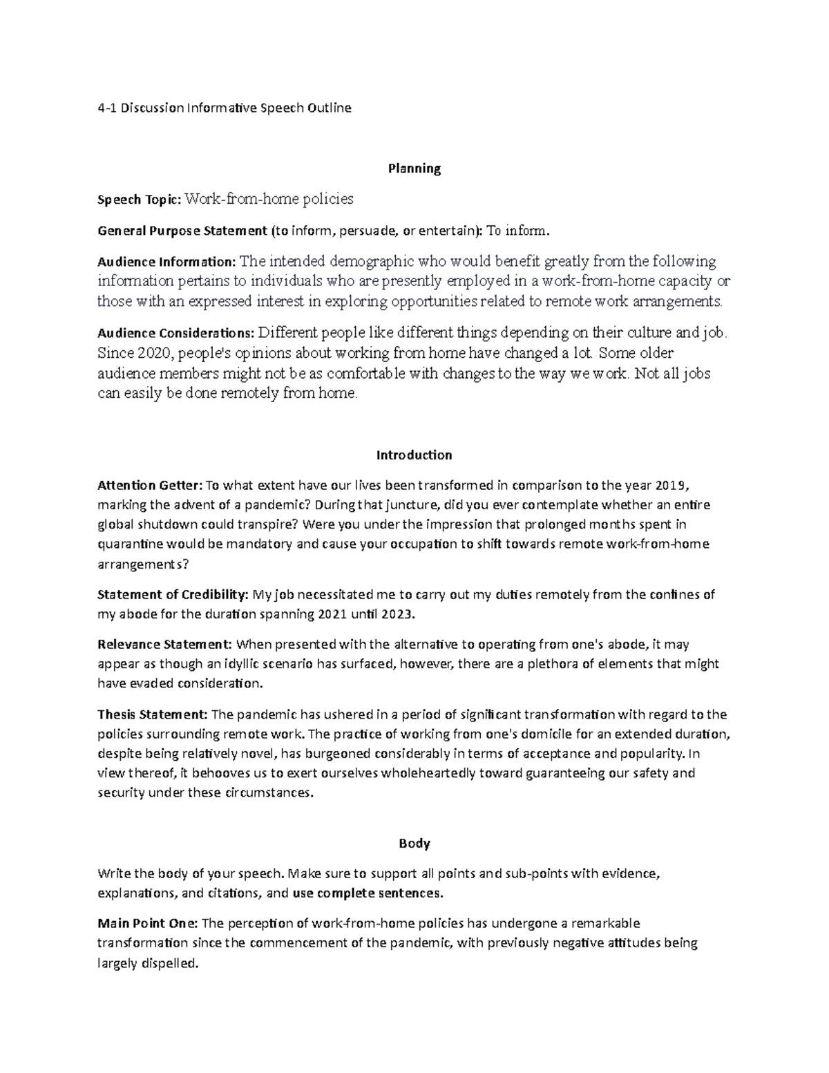 Speaker Notes Example - COM 213 Speaker Notes Template Complete this ...