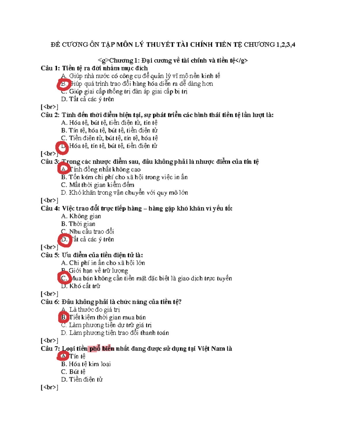 ĐỀ CƯƠNG ÔN TẬP KIỂM TRA SỐ 1 MÔN LÝ THUYẾT TÀI CHÍNH TIỀN TỆ - Studocu