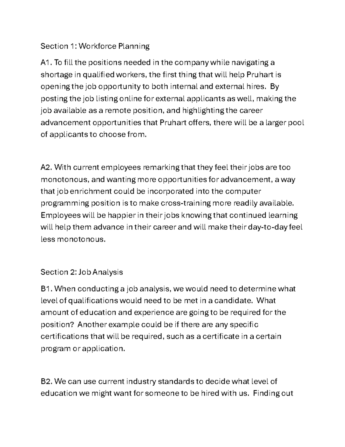 Task 1 D354 - D354 task 1 passed - Section 1: Workforce Planning A1. To ...