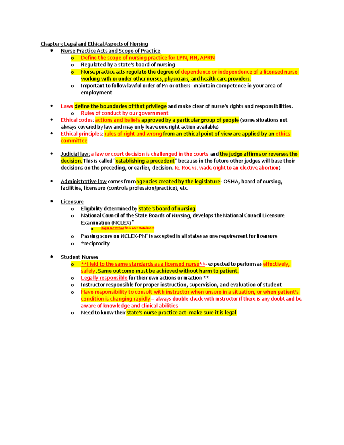 Legal and Ethical Aspects of Nursing - Chapter 3 Lecture Notes - Studocu