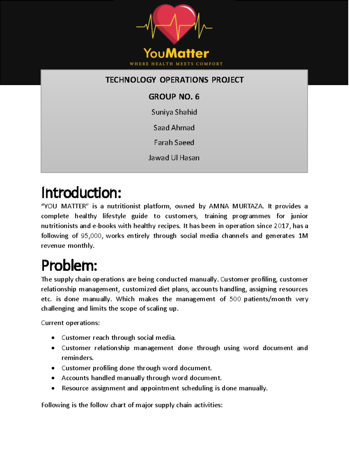 You Matter project Proposal - Strategic Business Management - LUMS ...