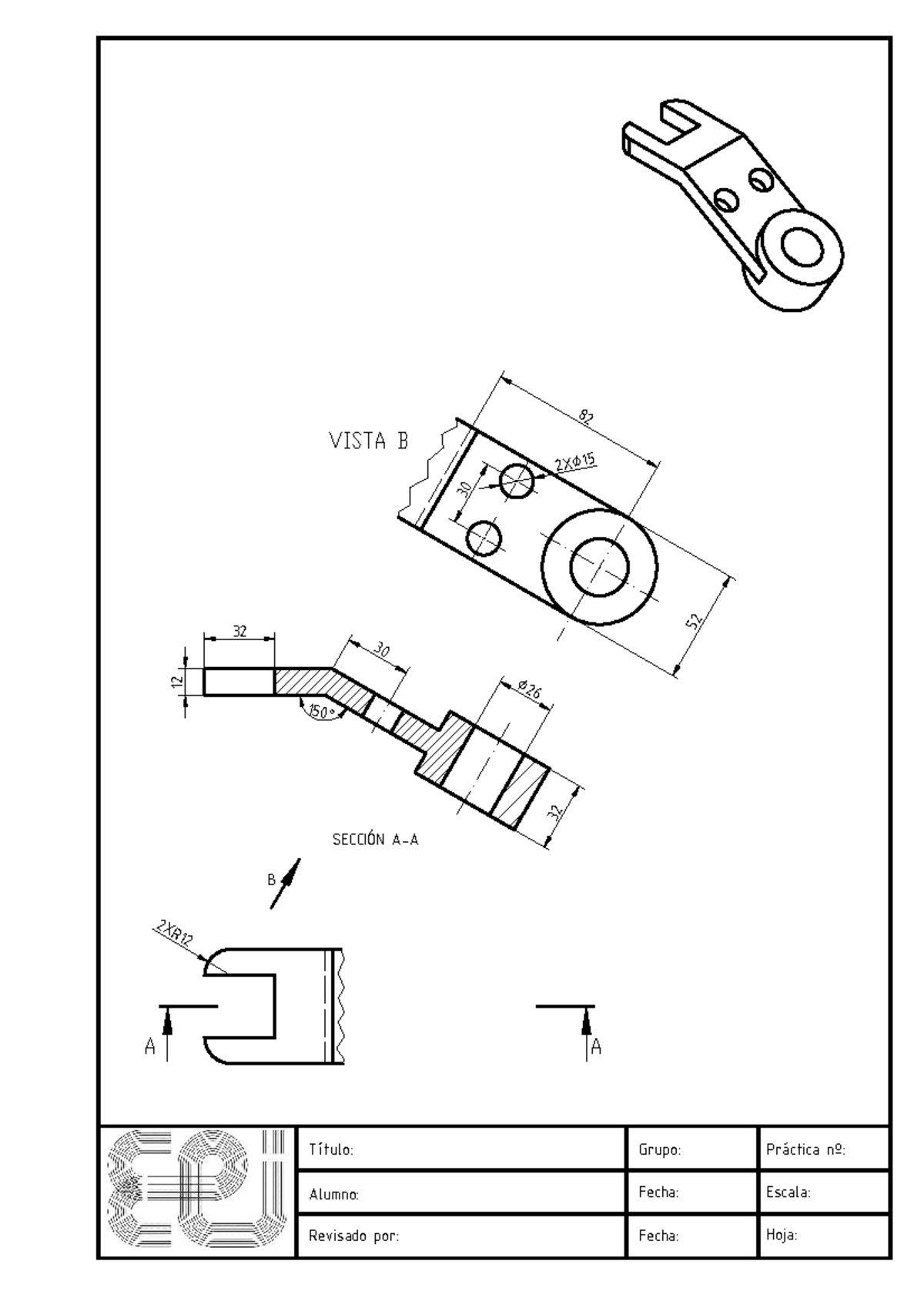 SW 2 escala - Práctica Solidworks 4 - Expresión Gráfica - SECCIÓN A-A B ...