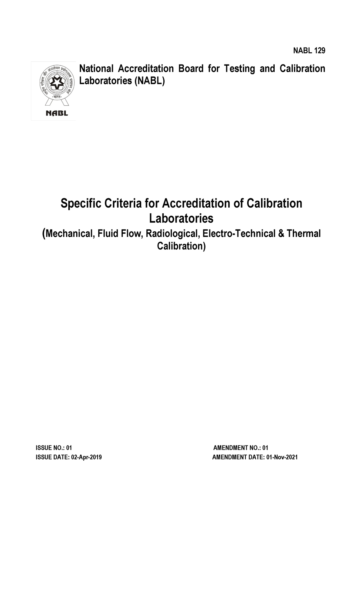 NABL 129: Specific Criteria for Calibration Labs Accreditation - Studocu