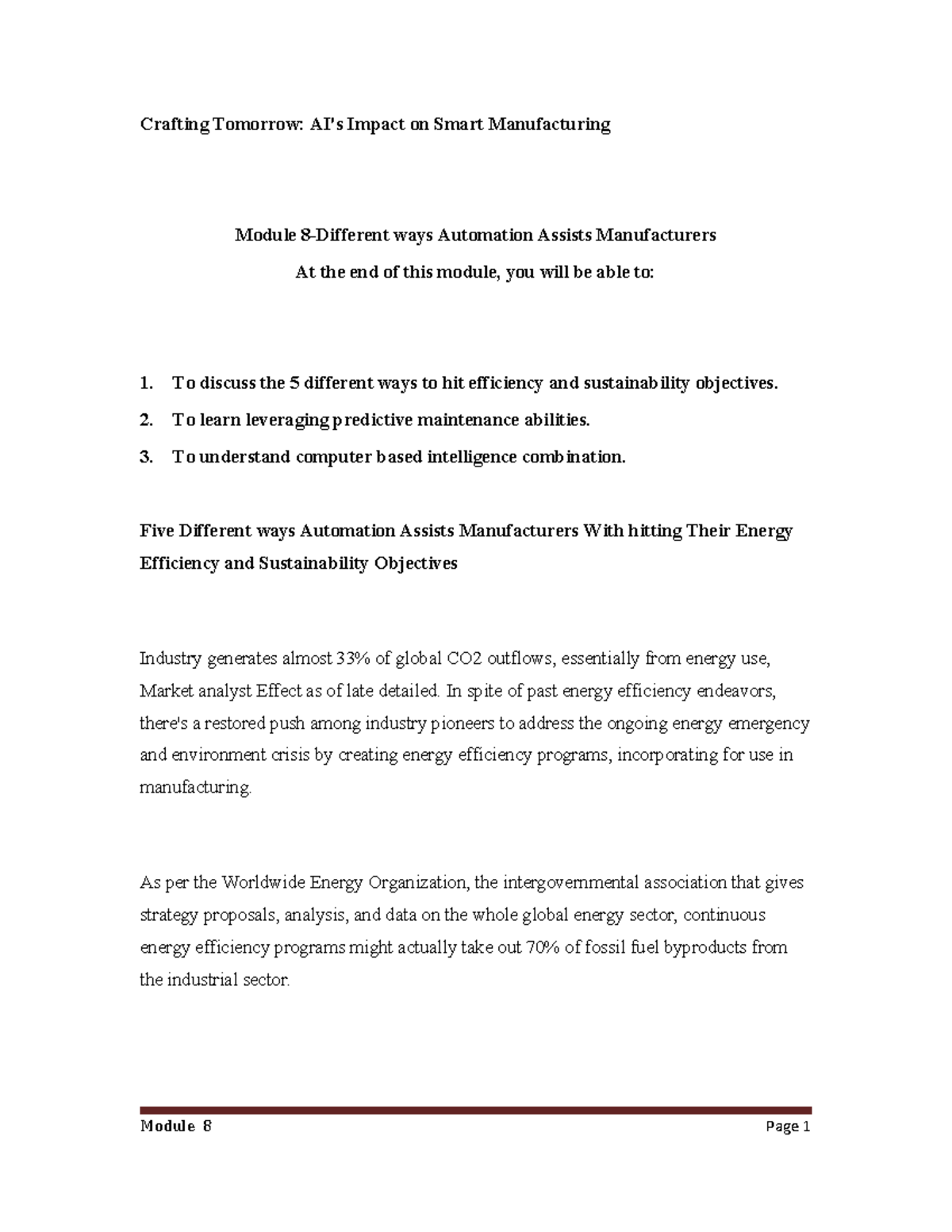 Week 8 Module: 5 Ways Automation Enhances Manufacturing Efficiency ...