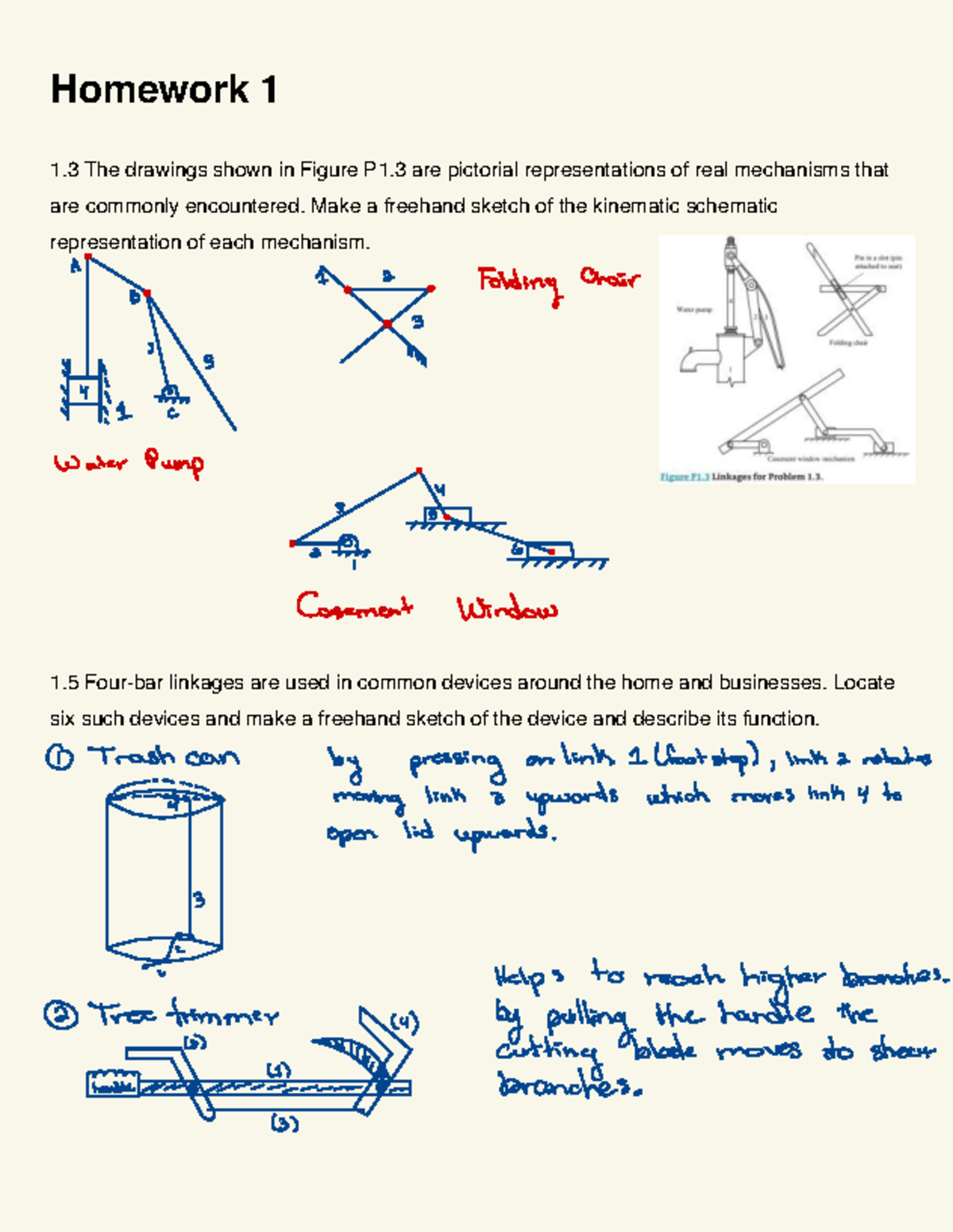 Homework 1 - Kinematic Mechanisms and Linkage Analysis - Studocu