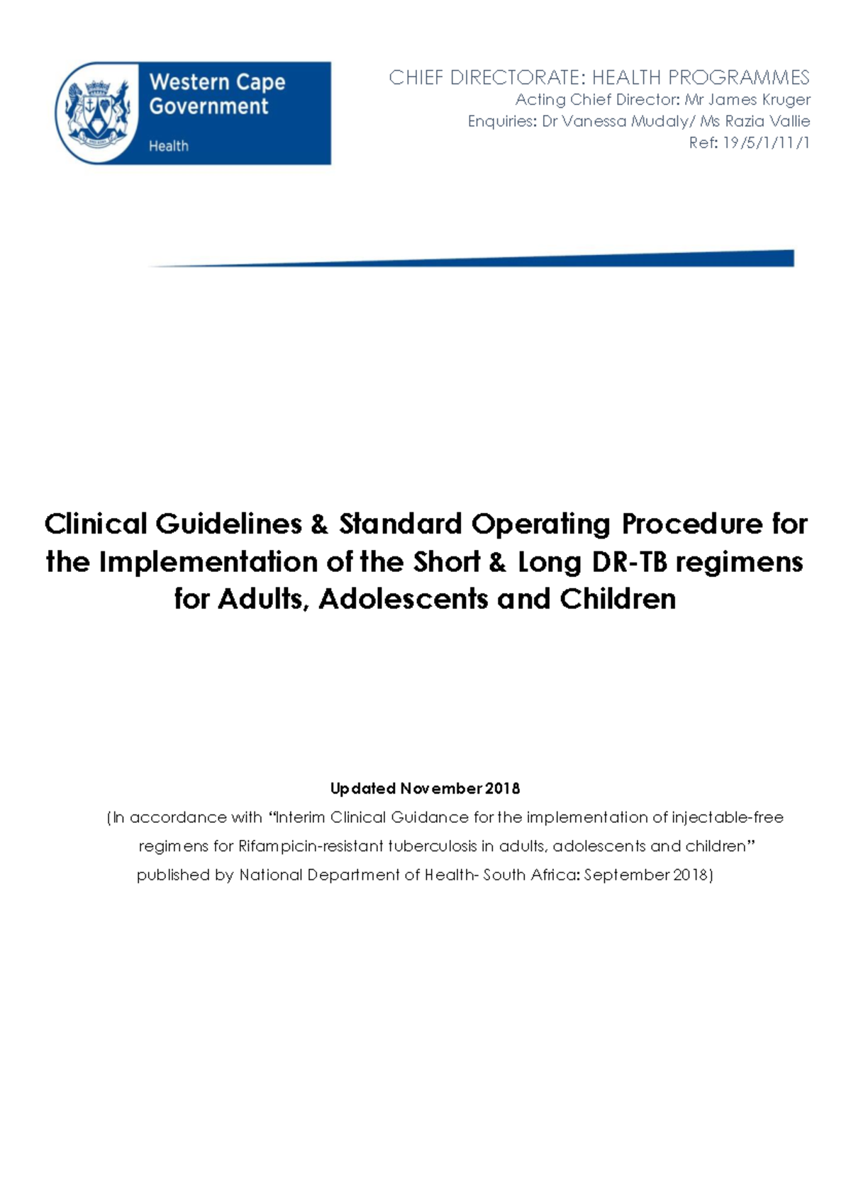 Tuberculosis - dr-tb clinical guidelines 2018-1 - CHIEF DIRECTORATE ...