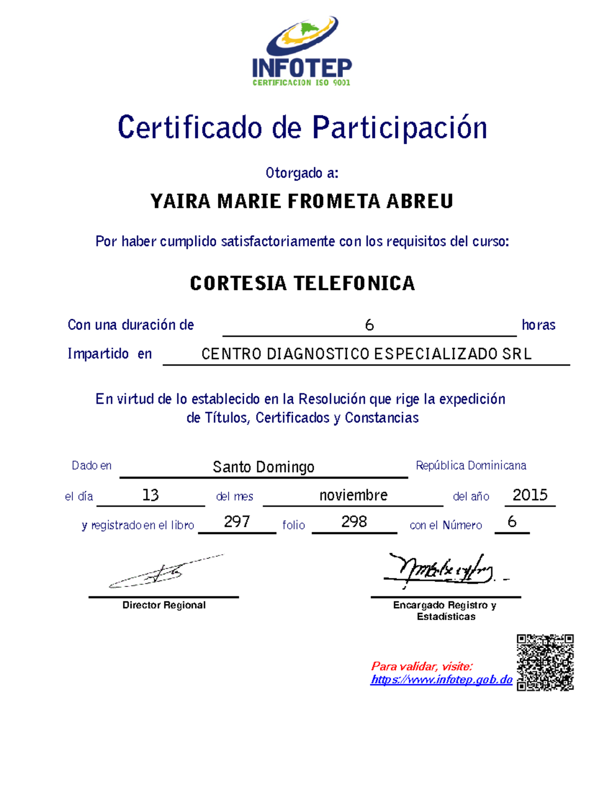 Certificado AAAfx Zaakaaaq Ftaar Cortesia Telefonica - YAIRA MARIE ...