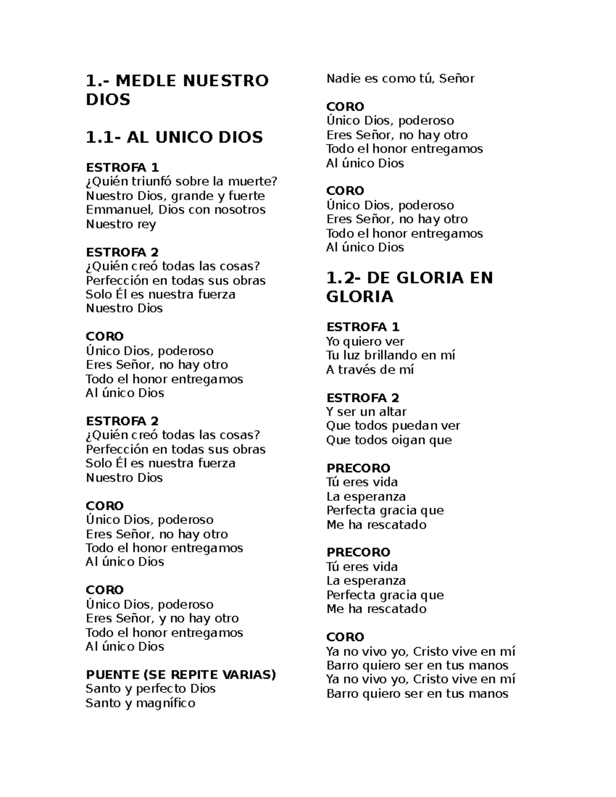 Cantos de Adoración - Sabado 27 - Buen Provecho - Studocu