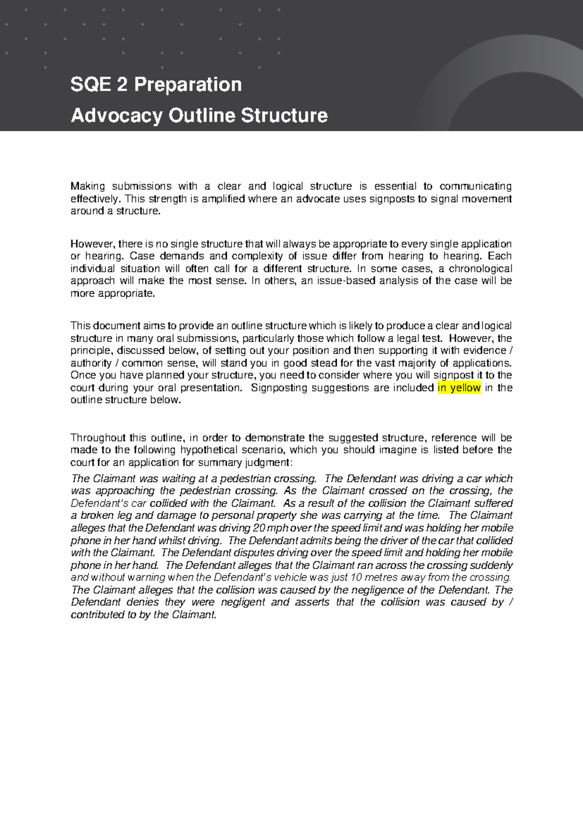 SQE 2 Advocacy Outline Structure: Effective Oral Submission Techniques ...