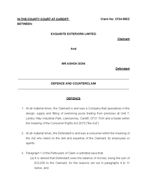 Drafting Summary of CPR Rules for Statements of Case (CPR) - Studocu