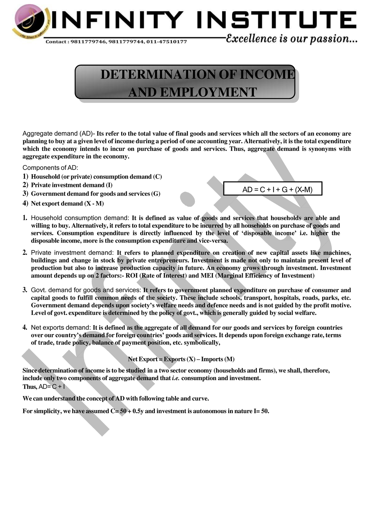 Determination of Income and Employment (ECO 2022) - Study Notes - Studocu