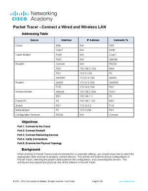 10.3.5 Packet Tracer - Troubleshoot Default Gateway Issues - Packet Tracer - Troubleshoot ...