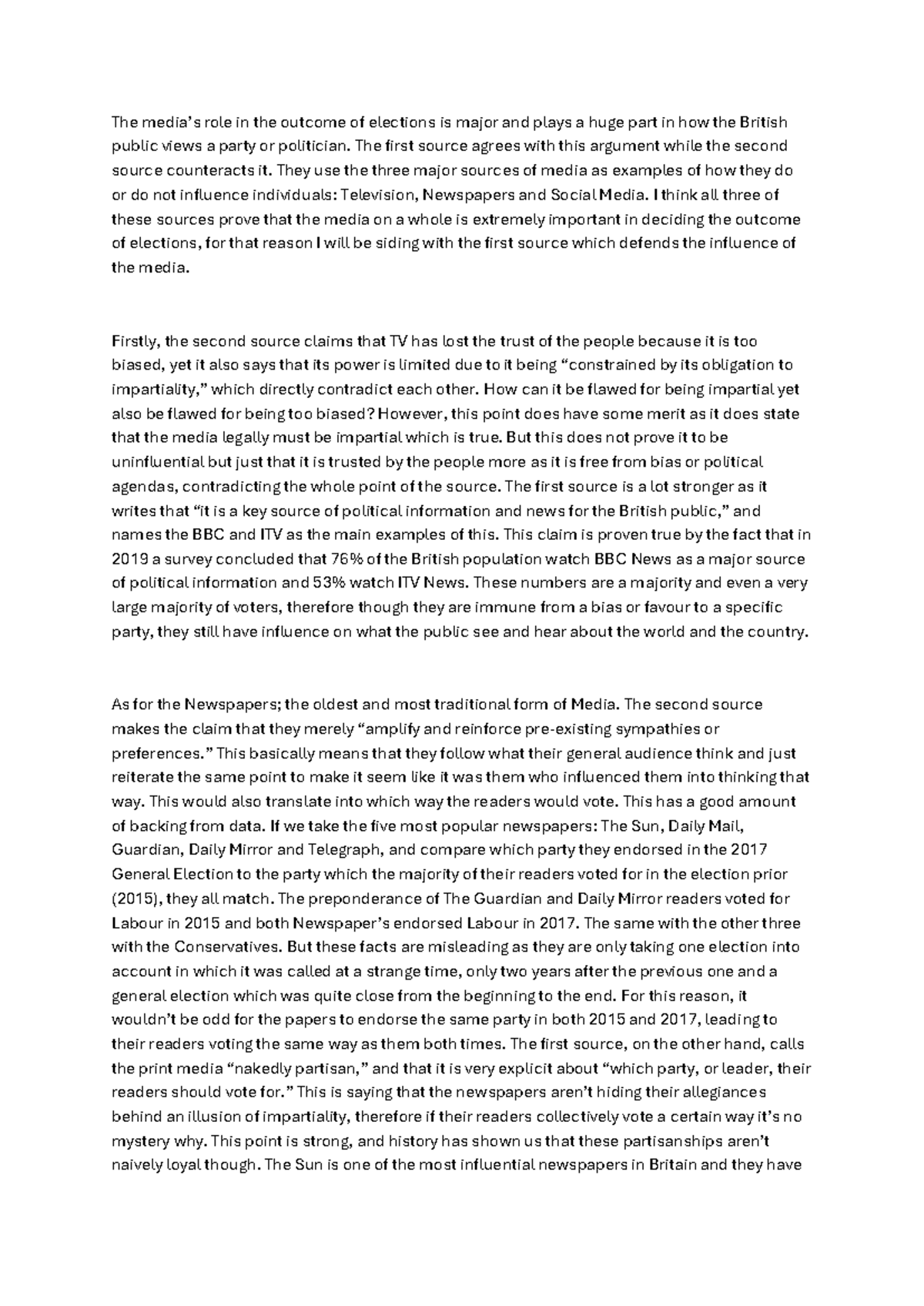Media's Influence on Elections: A Critical Analysis of Sources - Studocu