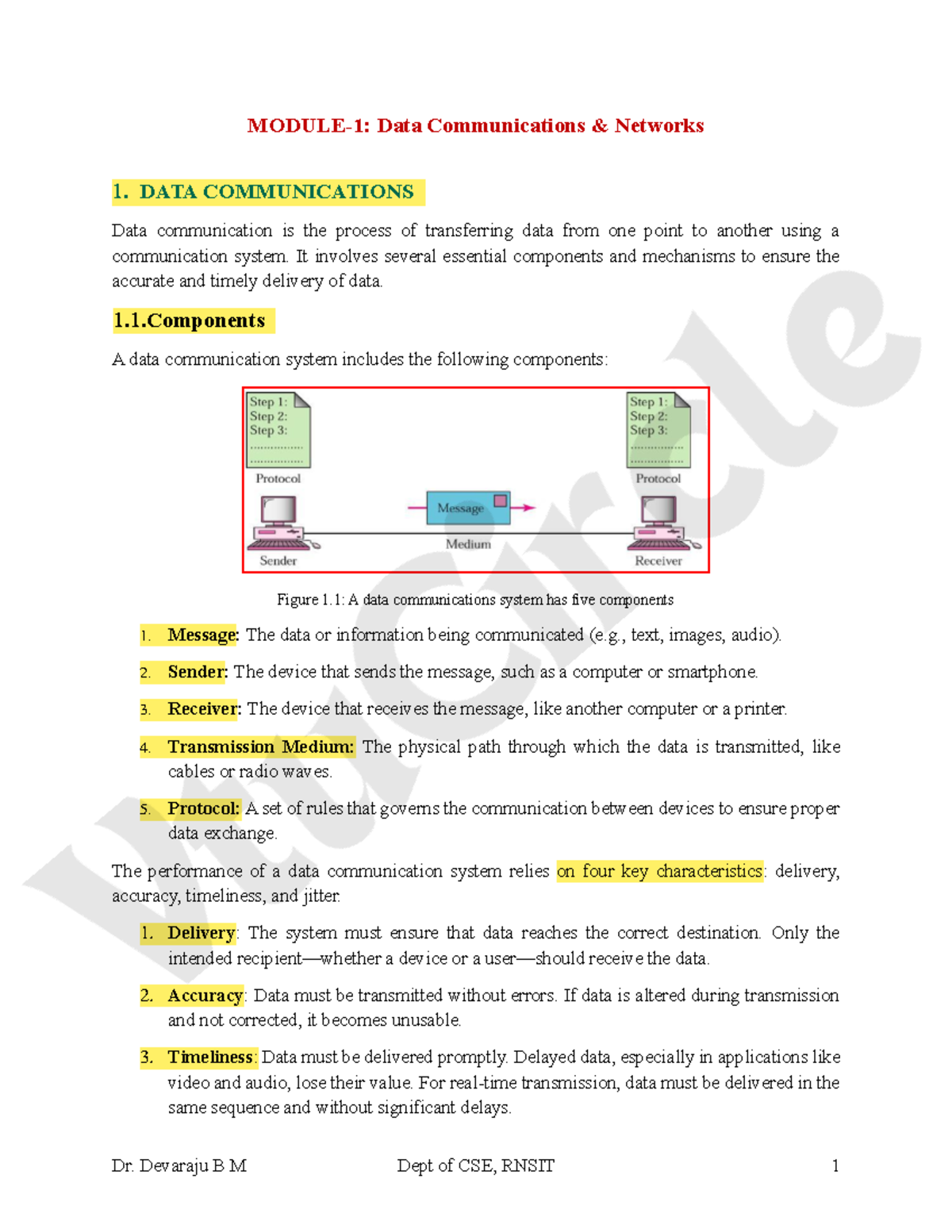 Data Communications Networks: Module 1 Overview - Studocu