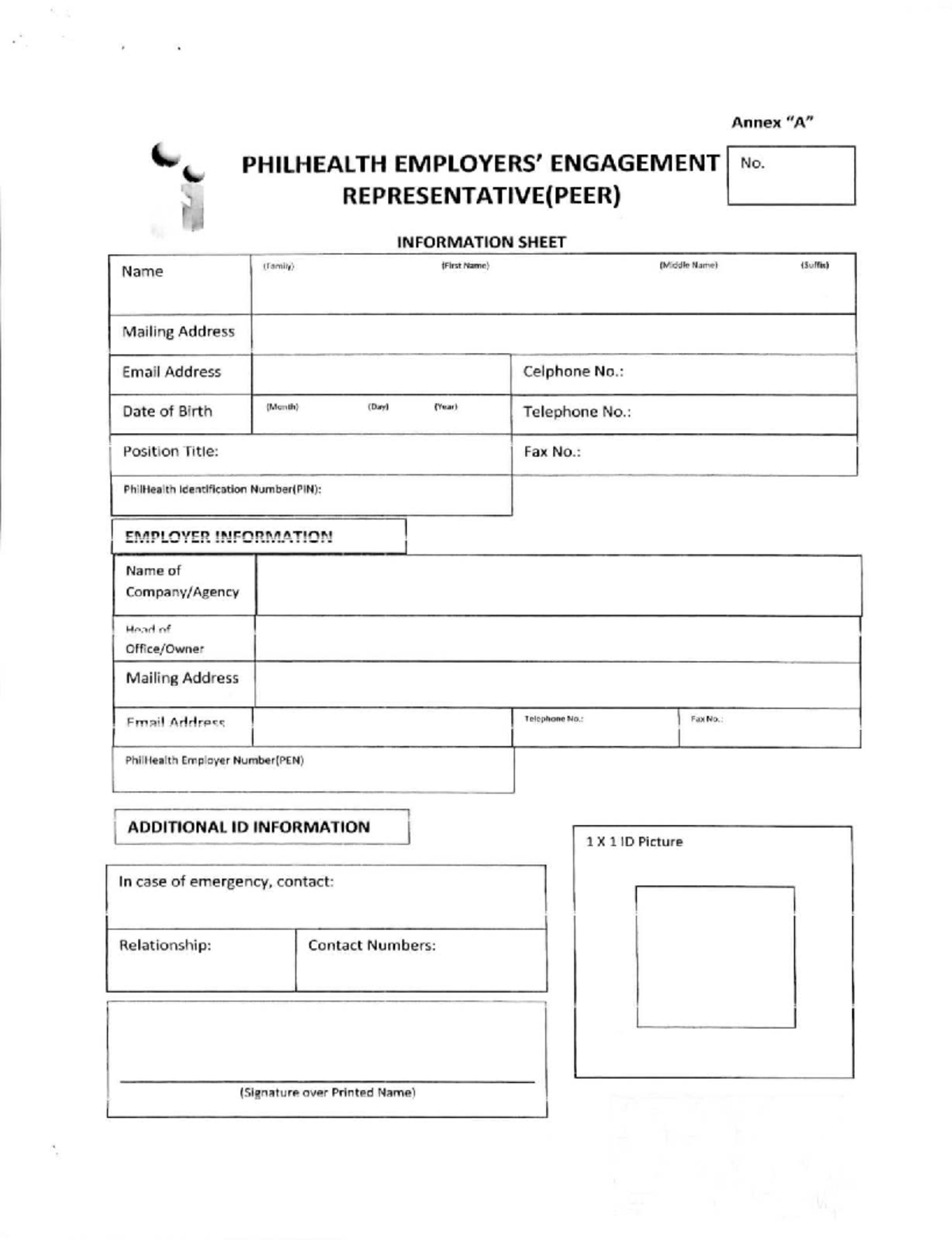 POAF 2 - PHILHEALTH ENGAGEMENT REPRESENTATIVE INFORMATION SHEET - Studocu