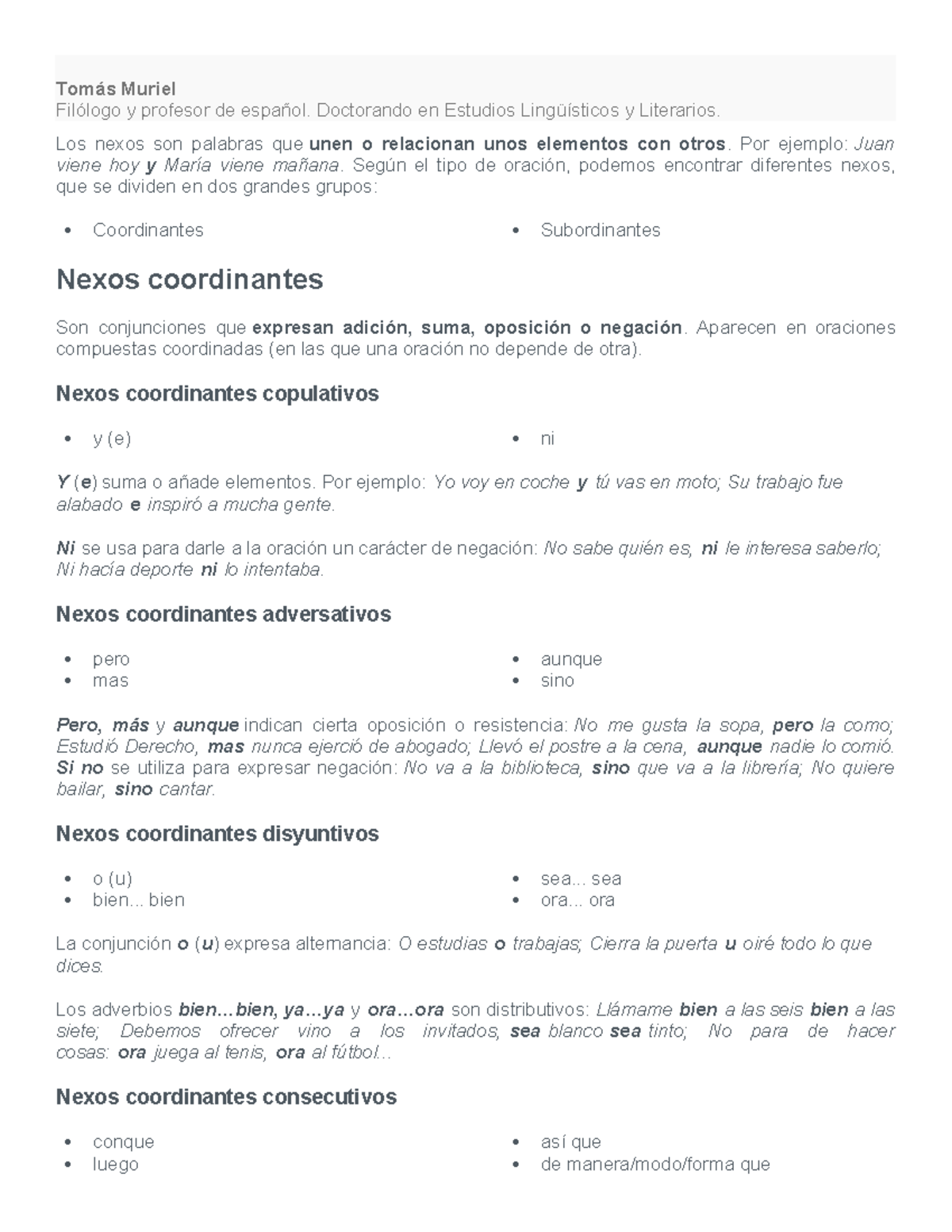120 Ejemplos de Nexos y Conectores en Español - Guía de Estudio - Studocu