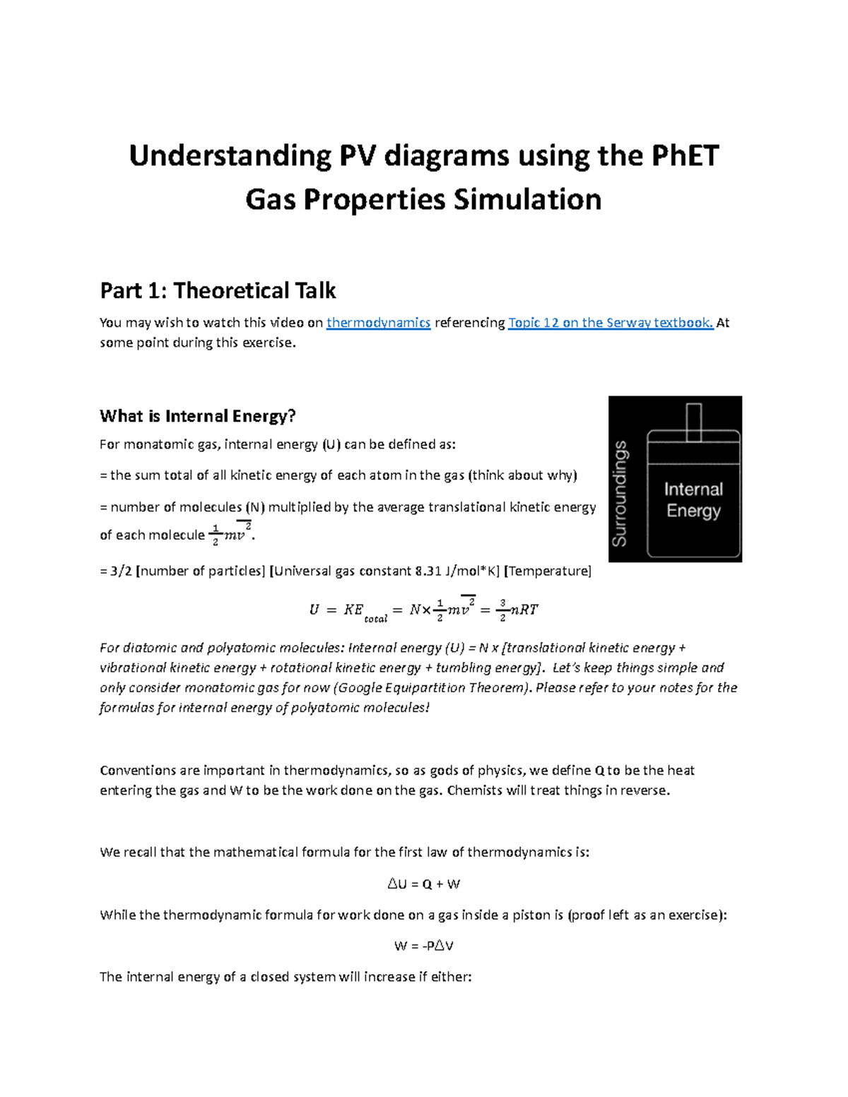 Understanding PV Diagrams & Gas Properties: PhET Simulation Insights ...