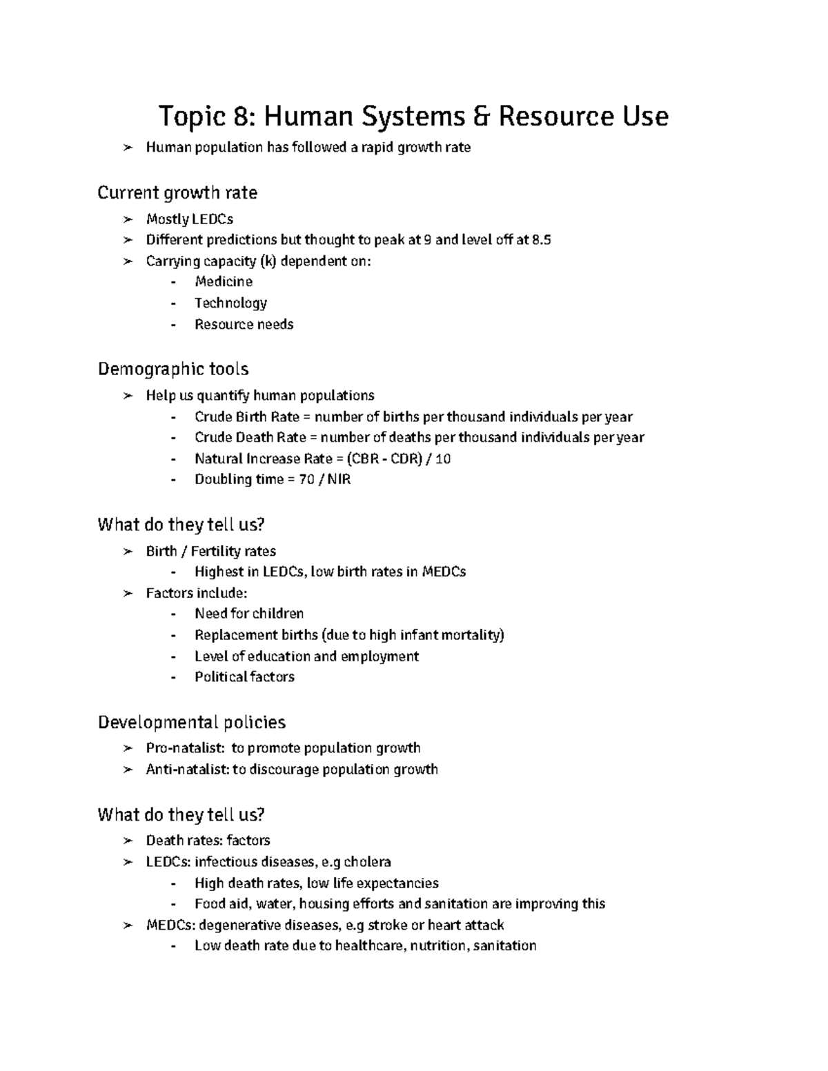IB ESS Topic 8 Review: Human Systems & Resource Use Insights - Studocu