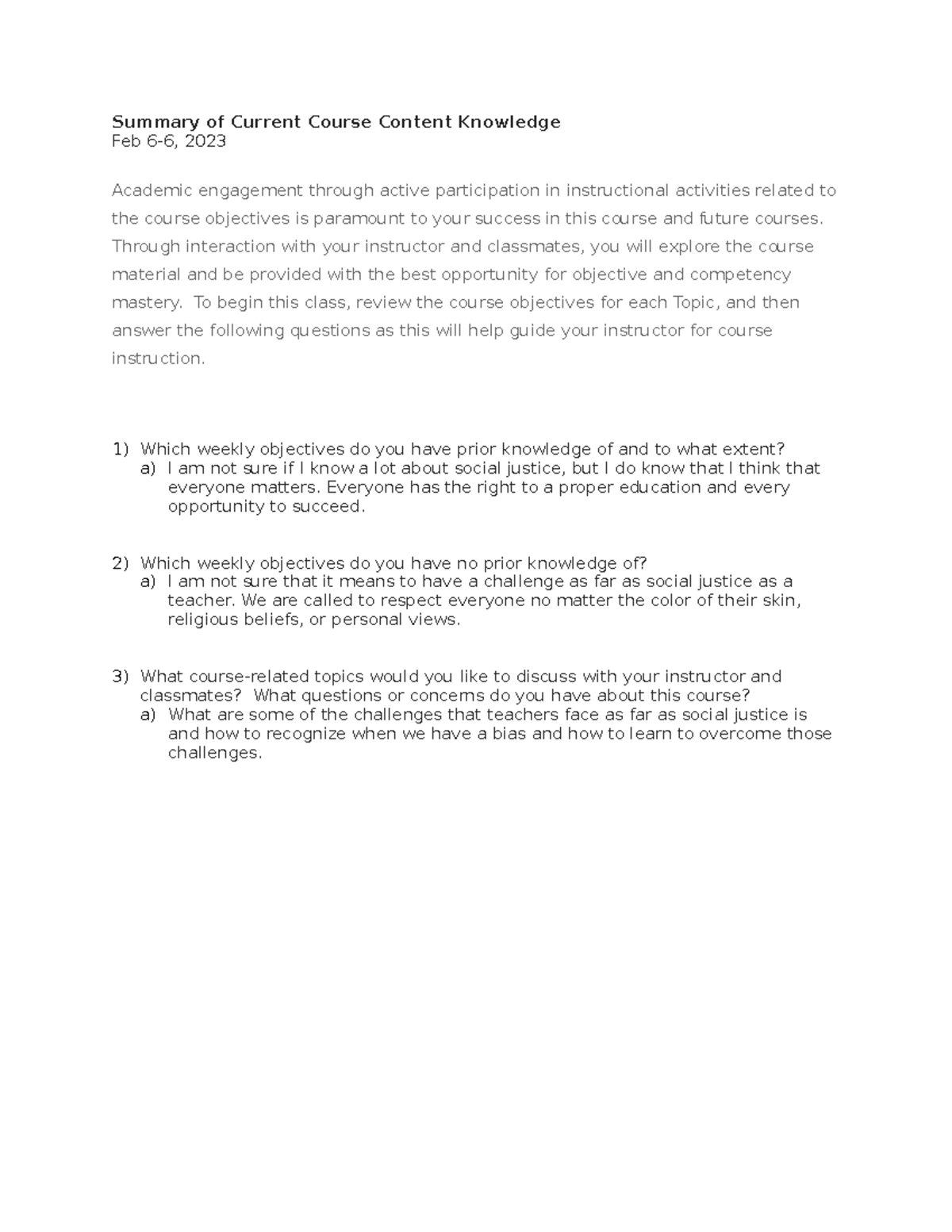 EDU 330 0501 Topic 1 Discussion Questions & Course Reflections - Studocu