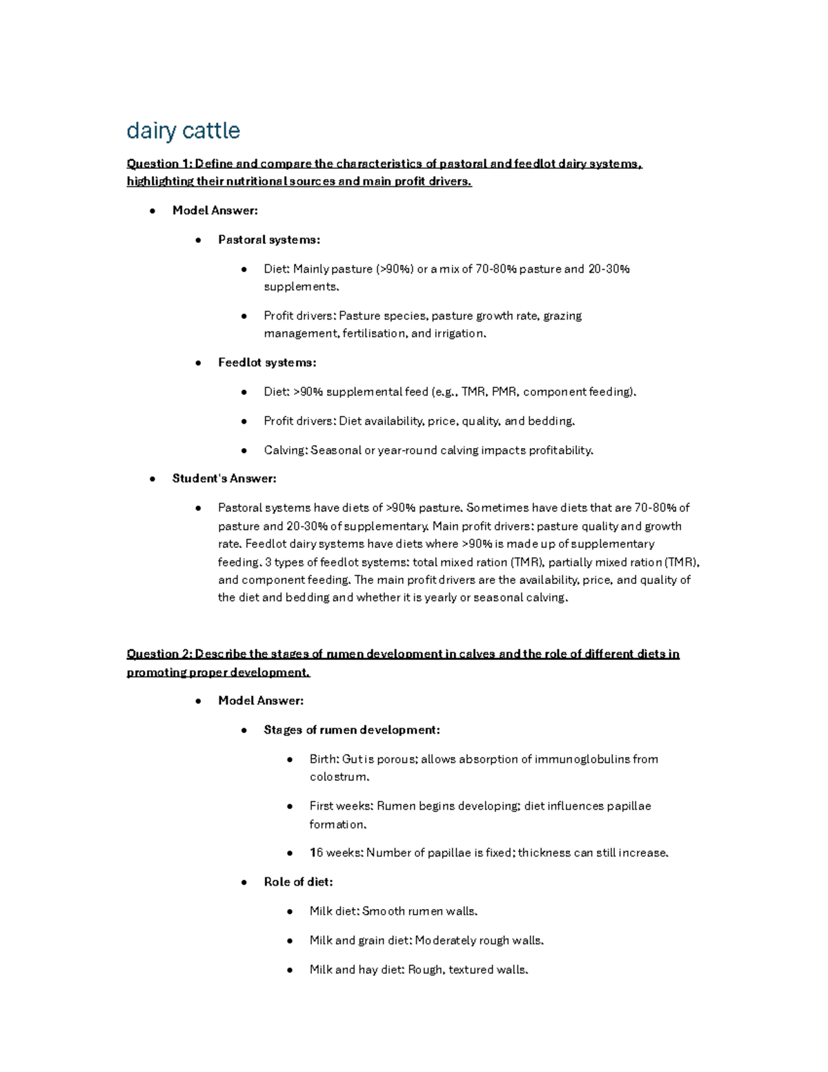 Dairy Cattle and Alpaca Management: Practice Questions and Answers ...