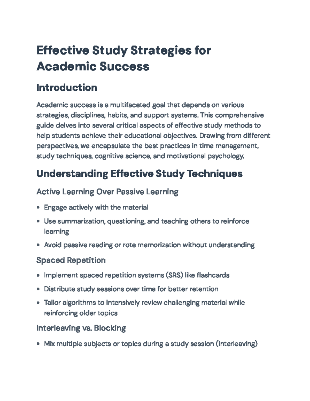 Effective Study Strategies for Academic Success: A Comprehensive Guide ...